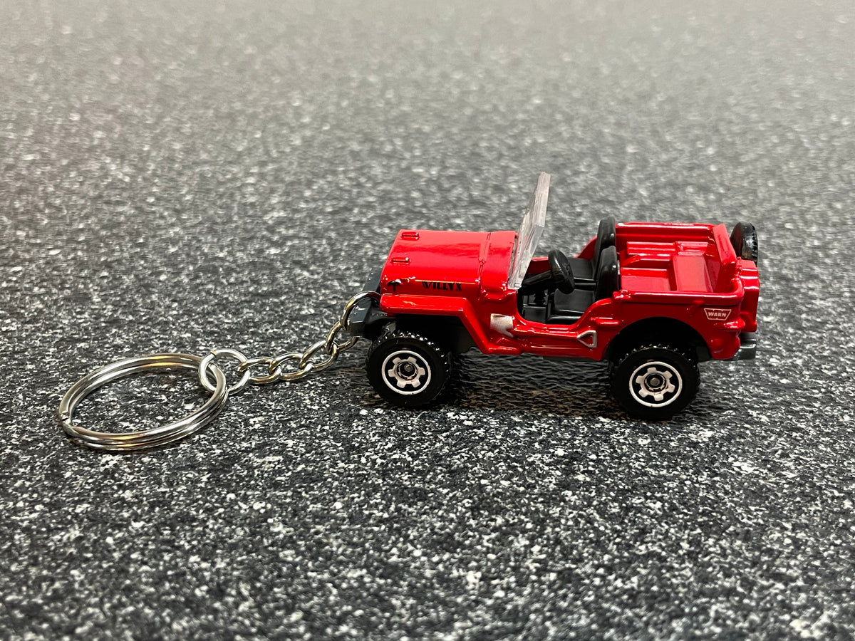 Jeep Willys Red Keychain Diecast Car Matchbox Hot Wheels – Stickers_4u